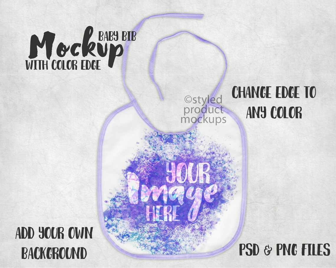 Dye Sublimation Baby Bib With Color Edge Border Mockup Add - Etsy