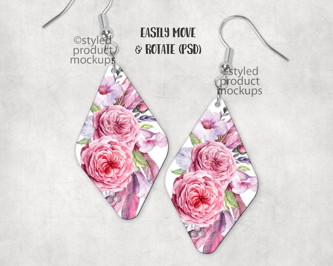 Dye Sublimation Diamond Shaped Hardboard Earrings Add Your - Etsy