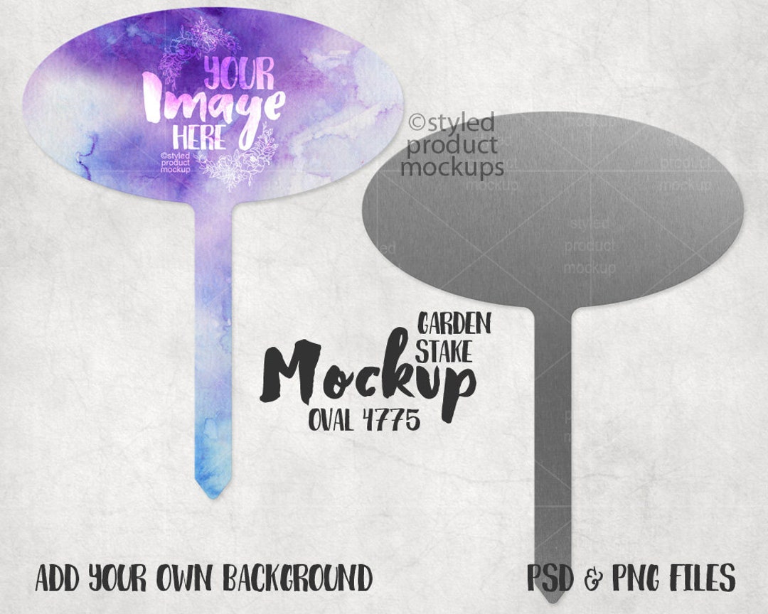Dye Sublimation Oval Shaped Garden Stake Template Mockup | Add Your Own ...