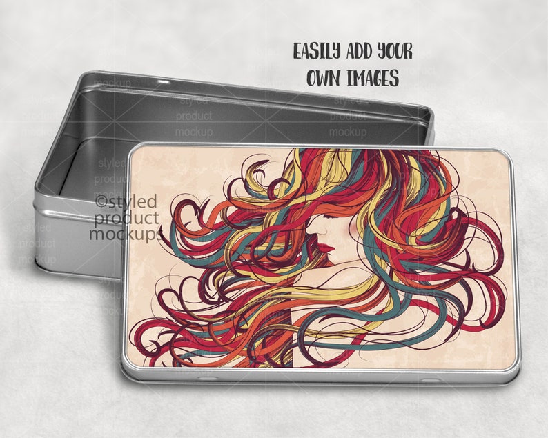 Dye sublimation rectangle tin metal box Mockup Add your own | Etsy