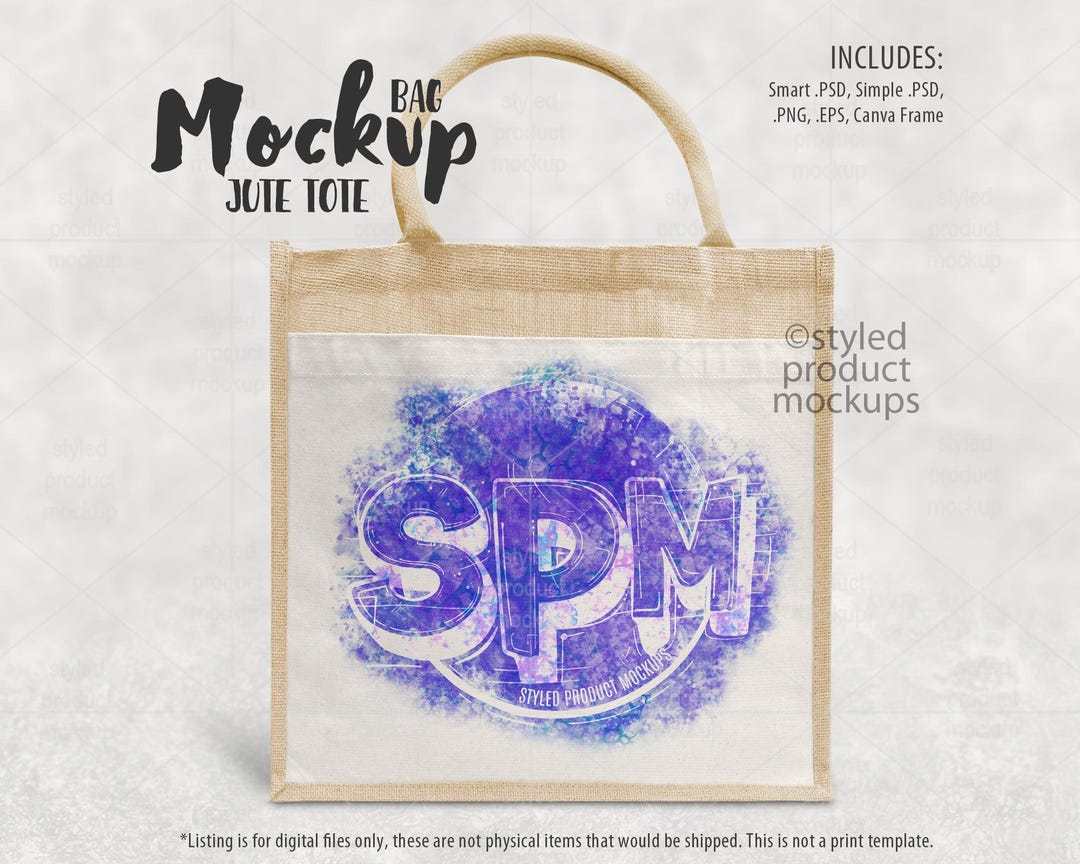 Dye Sublimation 30x30cm Jute Tote Bag Mockup | Add Your Own Image and ...