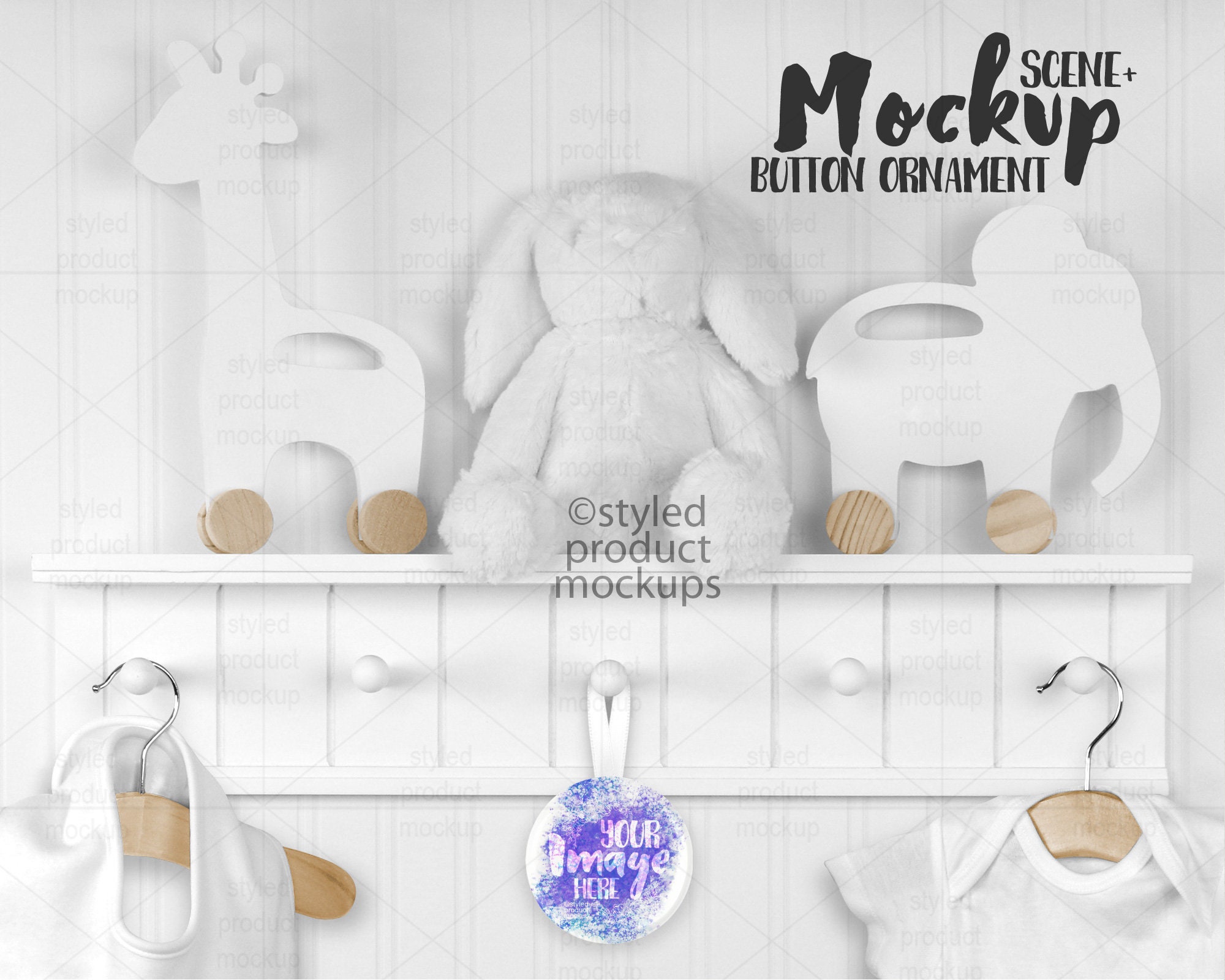 Hanging Button Ornament in a Nursery Mockup Scene Add Your | Etsy