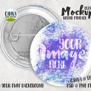 Round Pinback Button Mockup Add Your Own Image and - Etsy
