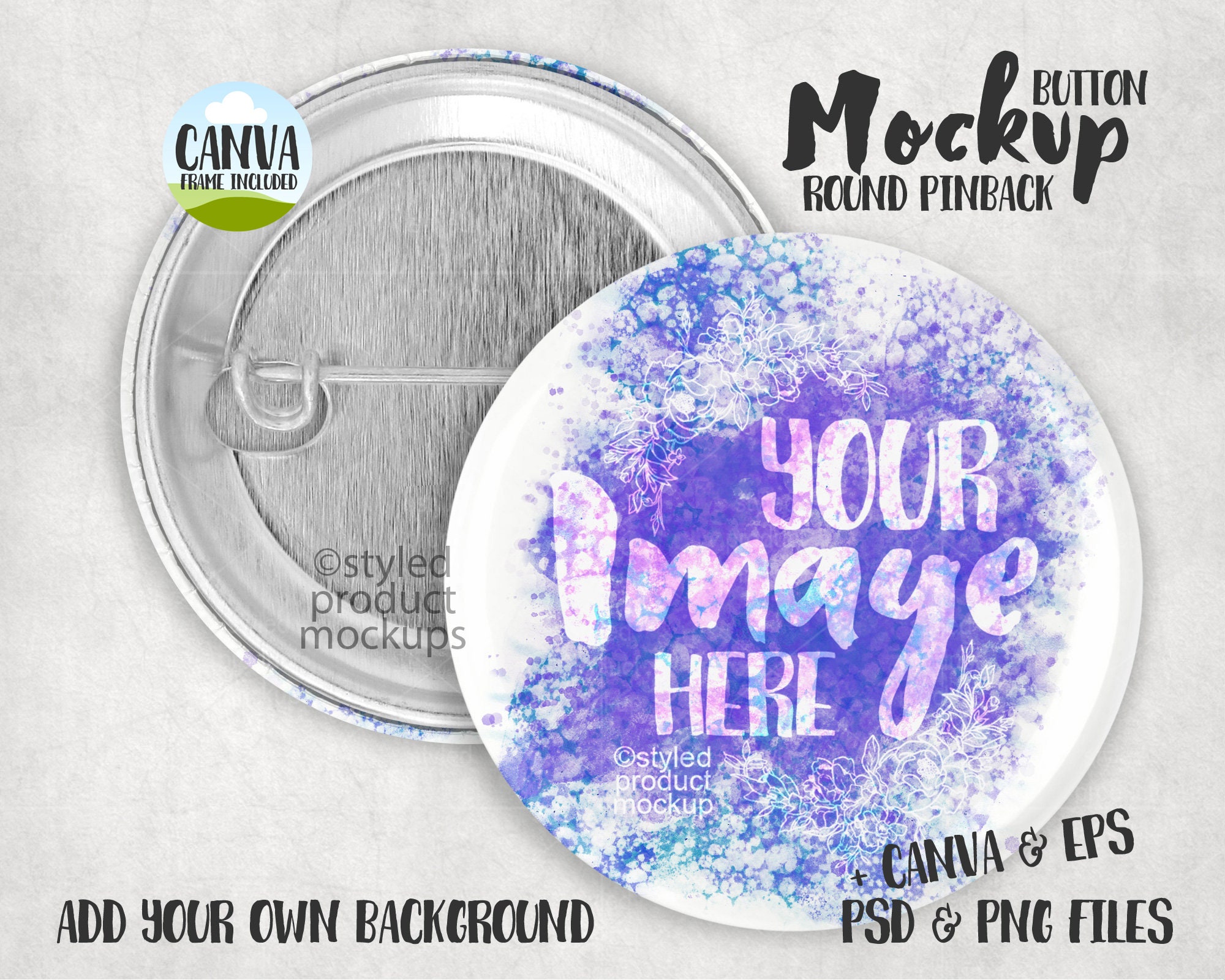 Round Pinback Button Mockup Add Your Own Image and - Etsy