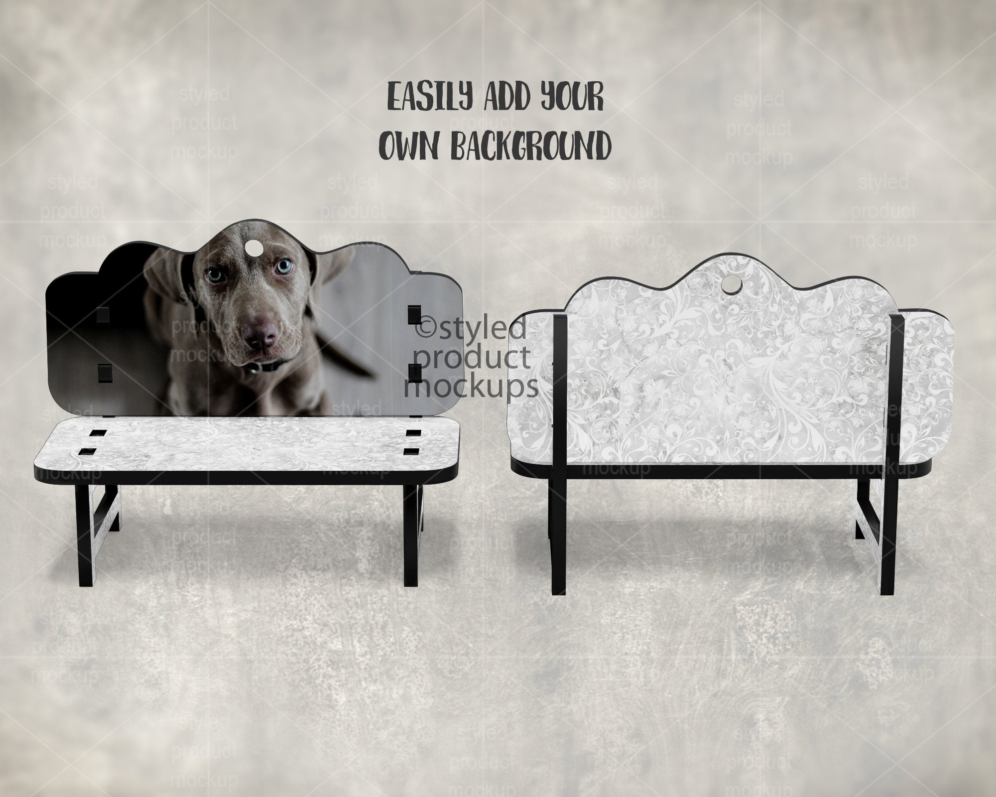Dye Sublimation Memorial Mini Bench Mockup | Add Your Own Image and ...