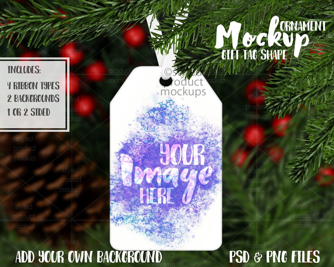 Dye Sublimation Gift Tag Shaped Ornament Mockup | Add Your Own Image ...