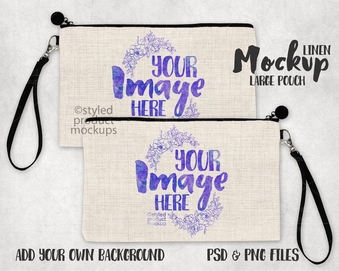 Dye Sublimation Linen Pouch With Strap Mockup Template | Add Your Own ...