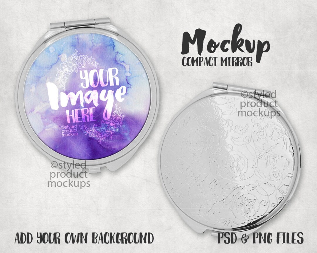 Round Compact Mirror Mockup Template | Add Your Own Image and ...