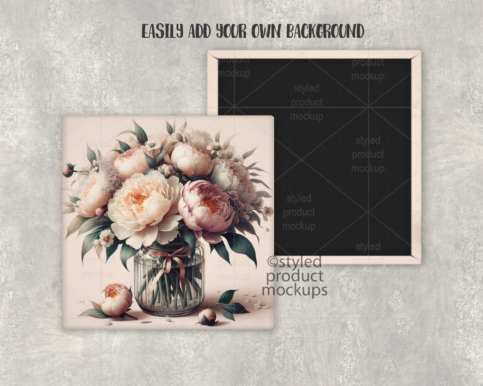 Square Magnet Back Button Mockup | Add Your Own Image and Background - Etsy