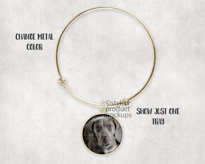 Bangle Bracelet With Tray Charms Mockup Add Your Own Image - Etsy