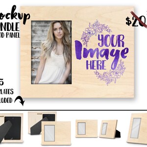 Natural Wood Offset Picture Frame With Easel Mockup Template | Digital ...