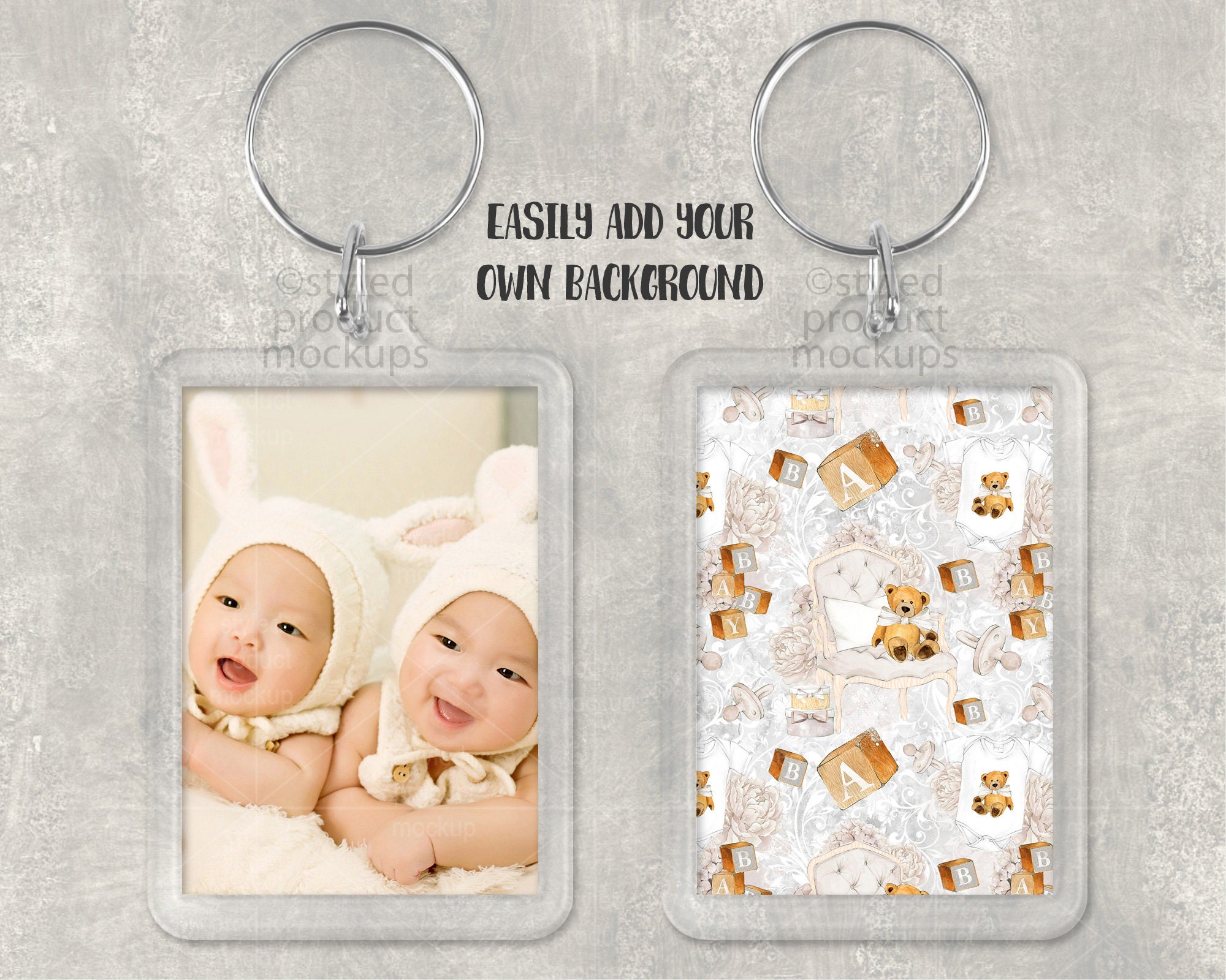 Plastic Tray Photo Keychain Mockup Template | Add Your Own Image and ...