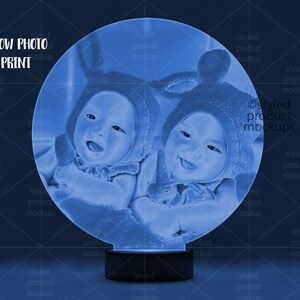 LED Light up Acrylic Image Panel With Small Round Plastic Base Mockup ...