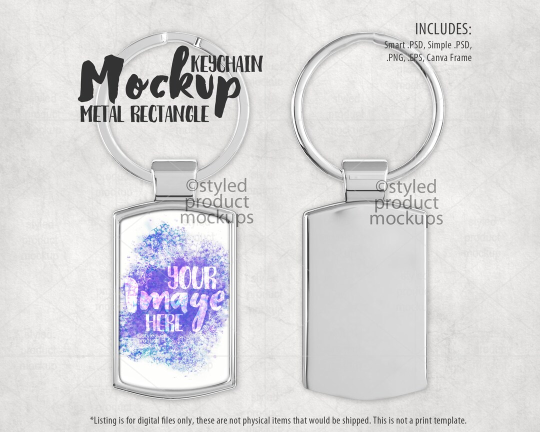 Dye Sublimation Metal Rectangle Keychain Mockup Add Your Own Image and ...