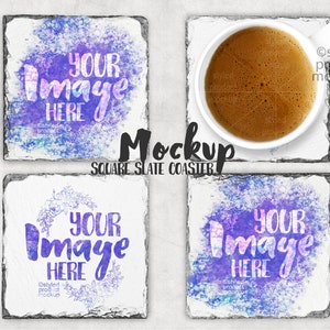 Dye Sublimation Square Slate Coasters Mockup Add Your Own - Etsy