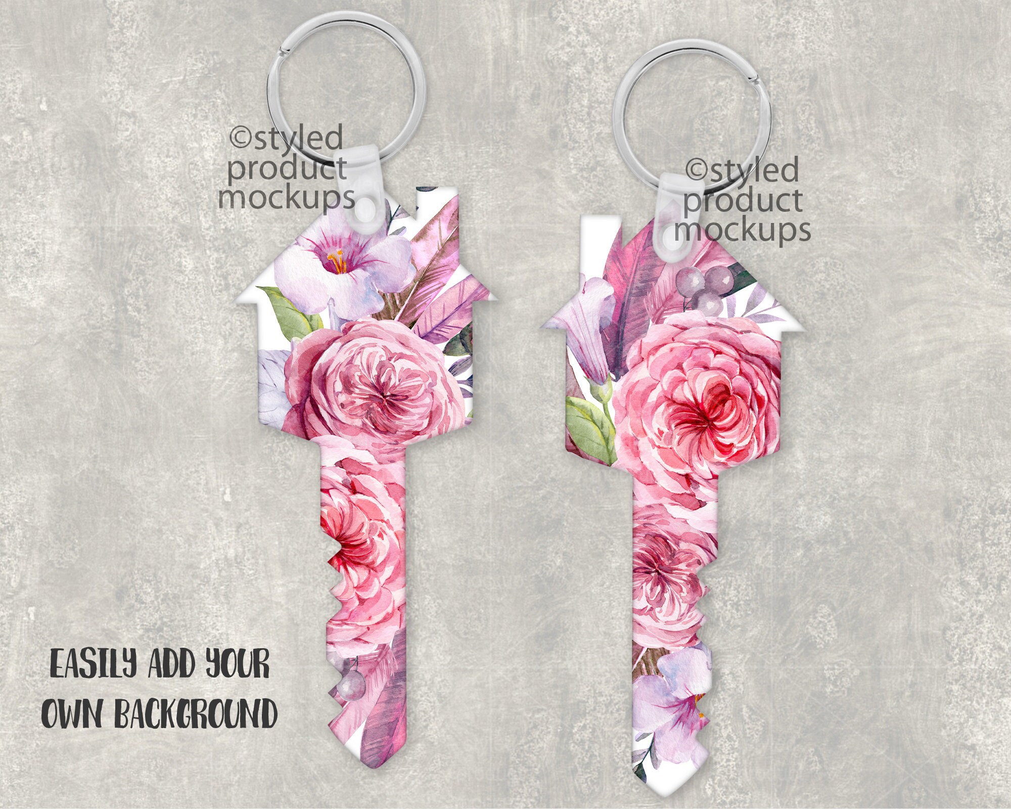 Dye Sublimation Double Sided MDF House Key Shaped Key Ring | Etsy