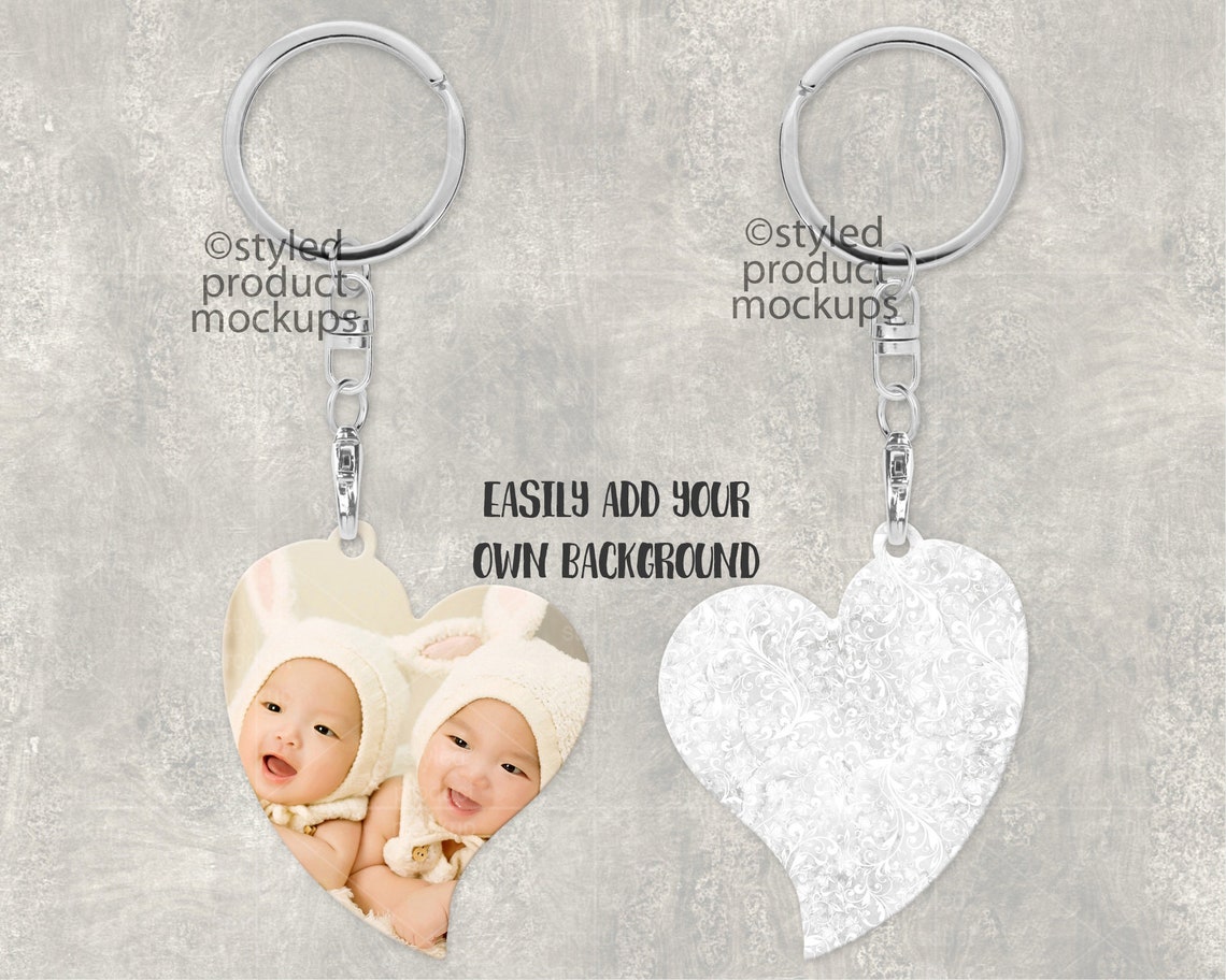 Dye Sublimation Heart Shaped Keychain Mockup Template Add - Etsy