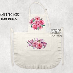 Dye Sublimation Linen Ruffle Apron Mockup | Add Your Own Image and ...