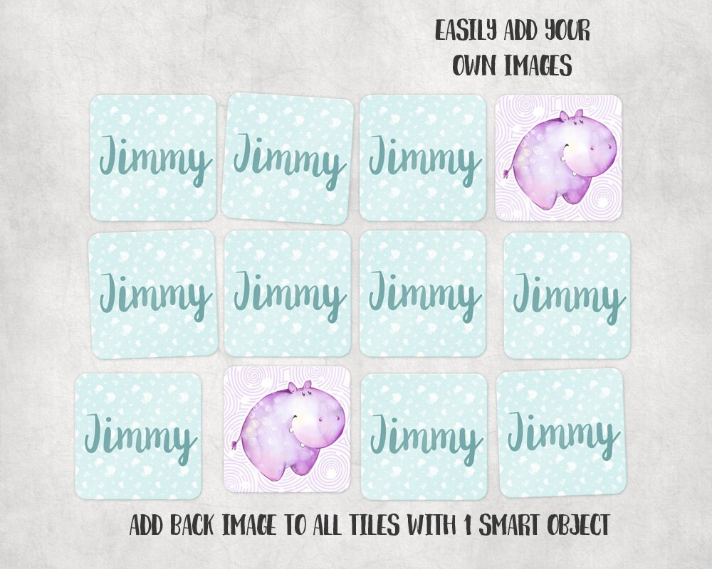 Memory Tile Game Mockup Template |add Your Own Image and Background - Etsy