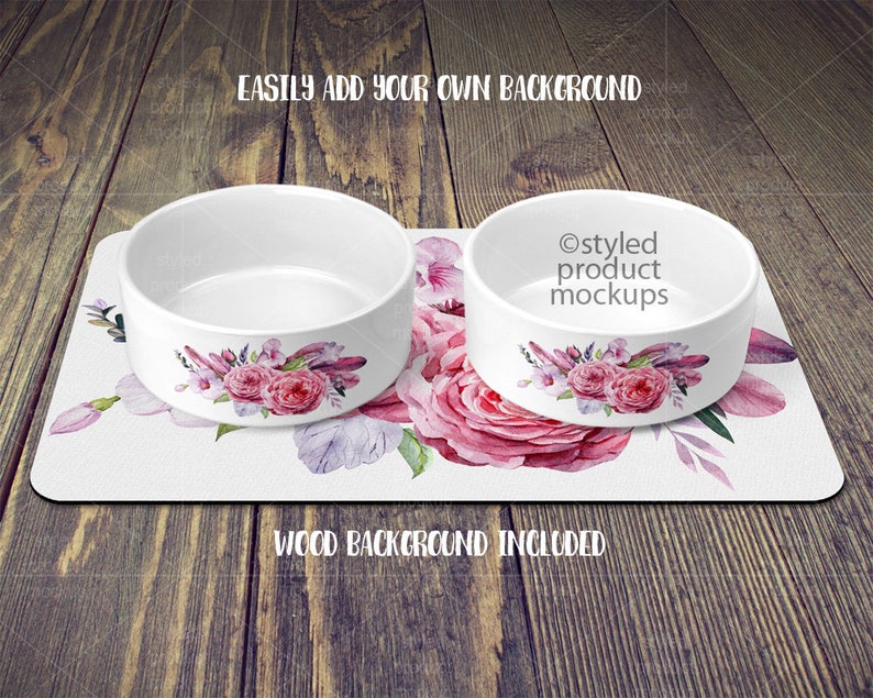 Dye Sublimation Pet Mat and Two Large Pet Bowls Mockup - Etsy