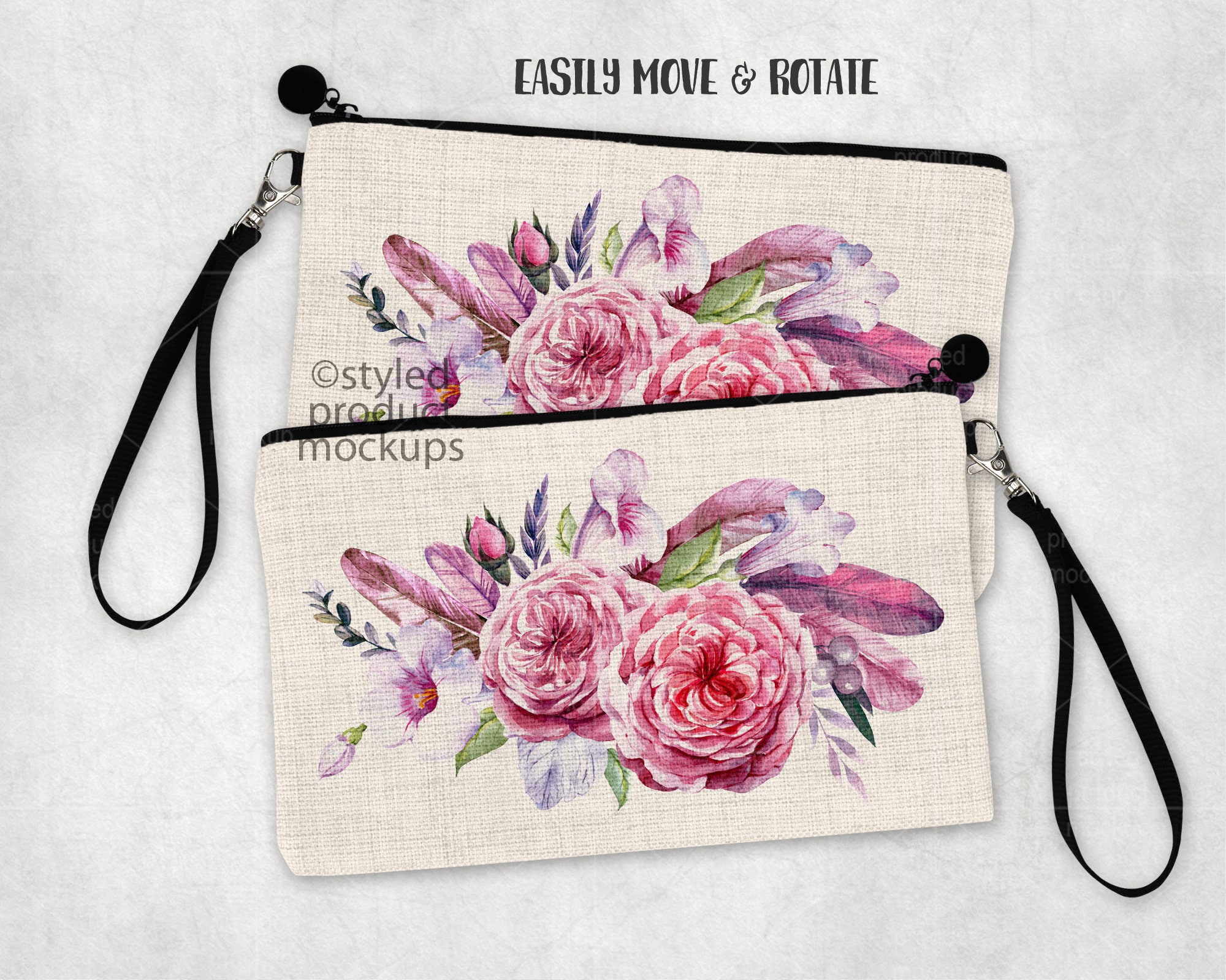 Dye Sublimation Linen Pouch With Strap Mockup Template Add | Etsy