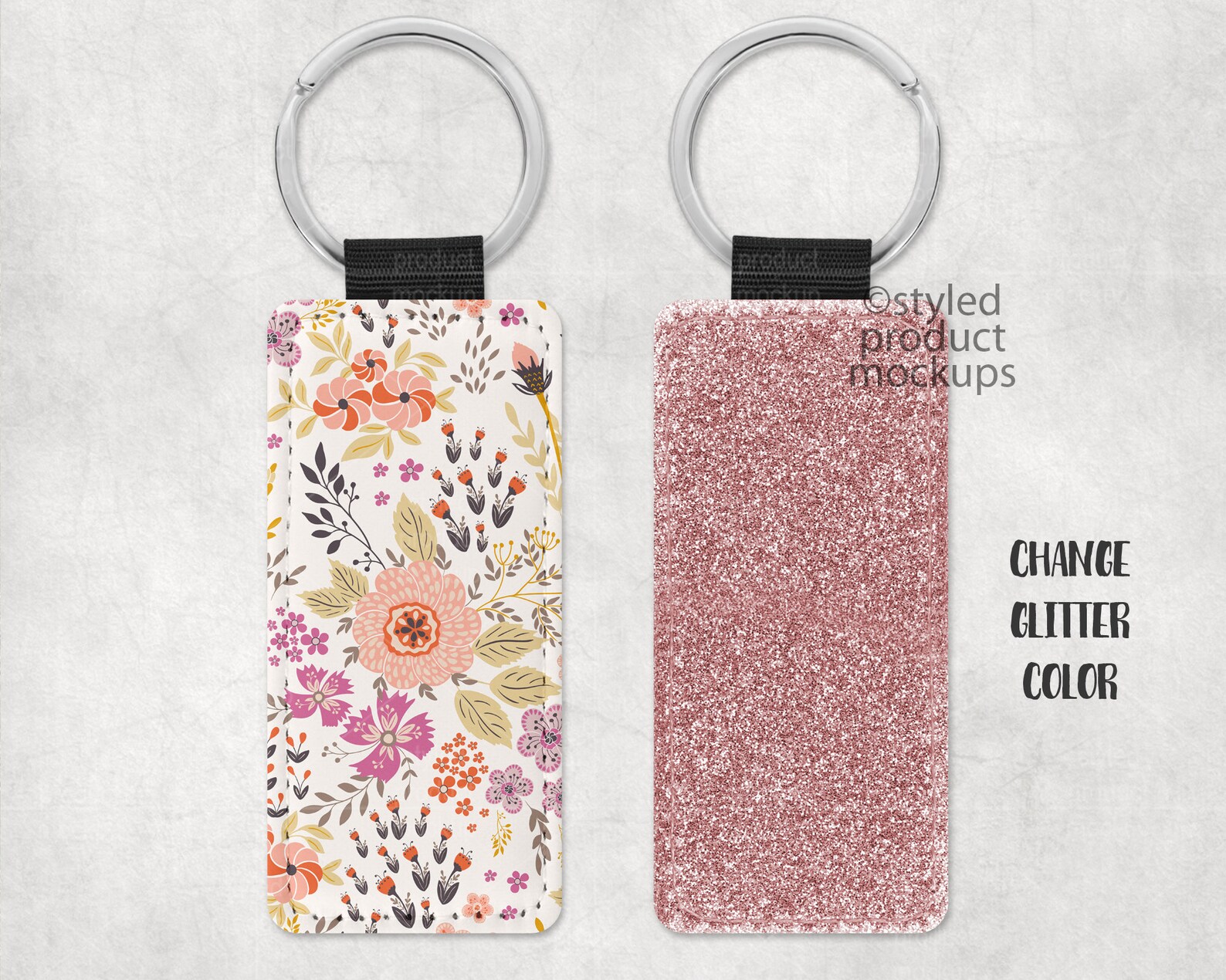 Dye Sublimation PU Leather Keychain With Glitter Back Mockup - Etsy