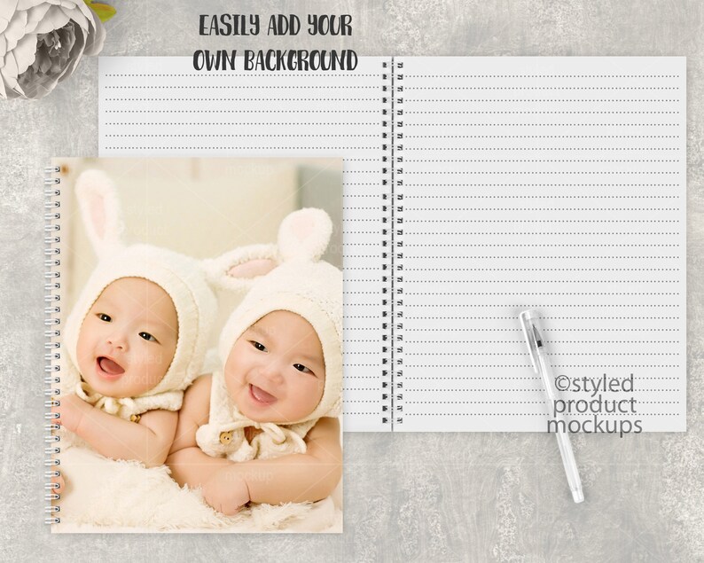 Spiral Bound 8.5 X 11 Notebook Mockup Add Your Own Image and - Etsy