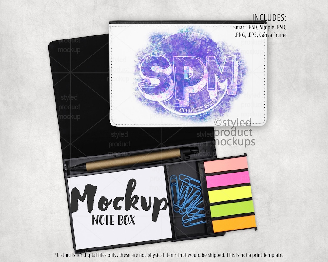 Dye Sublimation Leather Sticky Note Box Mockup | Notepad Holder Mockup ...