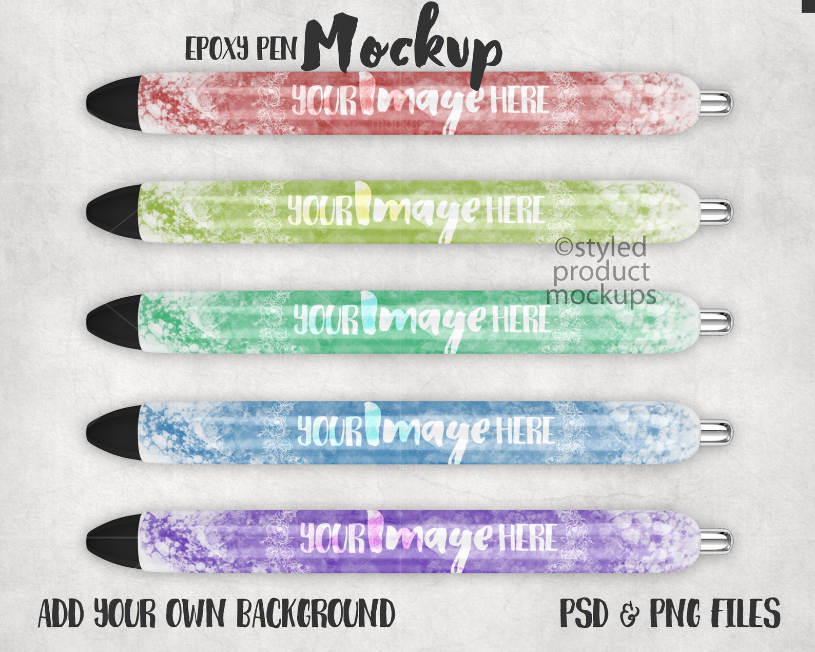 Epoxy Pen Mockup Add Your Own Image and Background | Etsy