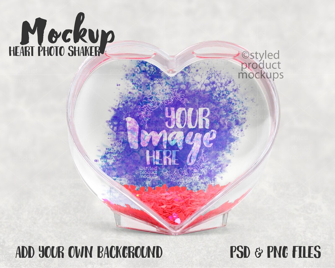 Heart Shaped Photo Shaker Mockup | Add Your Own Image and Background - Etsy