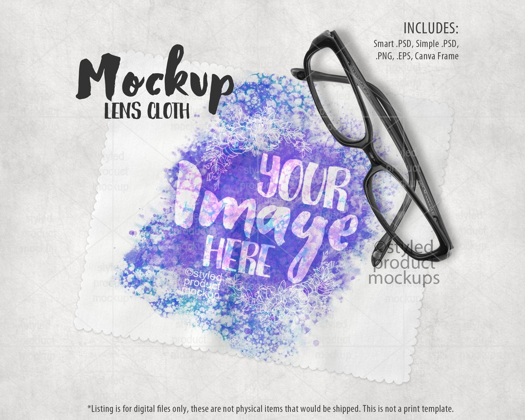 Dye Sublimation Lens Cloth Eyeglass Cleaner Mockup | Add Your Own Image ...