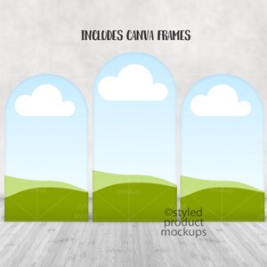 Three Panel Party Backdrop Trio Display Mockup | Add Your Own Image and ...