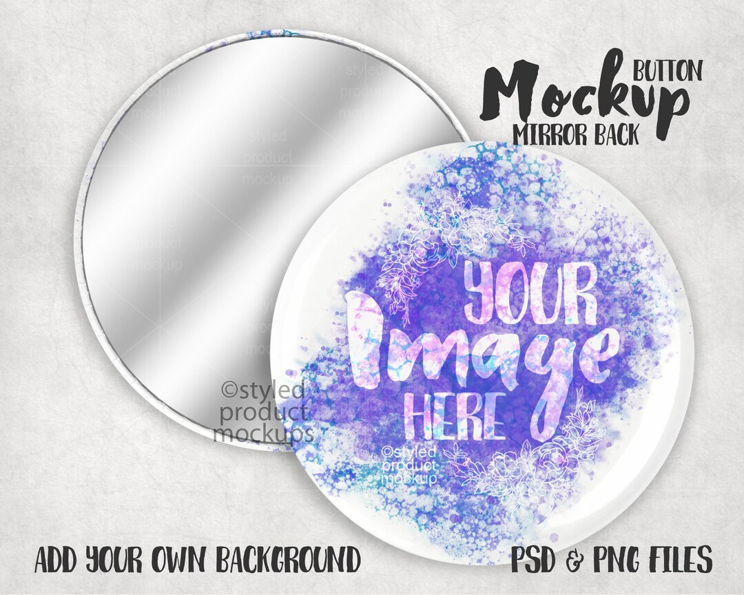 Mirror Back Button Mockup | Add Your Own Image and Background - Etsy