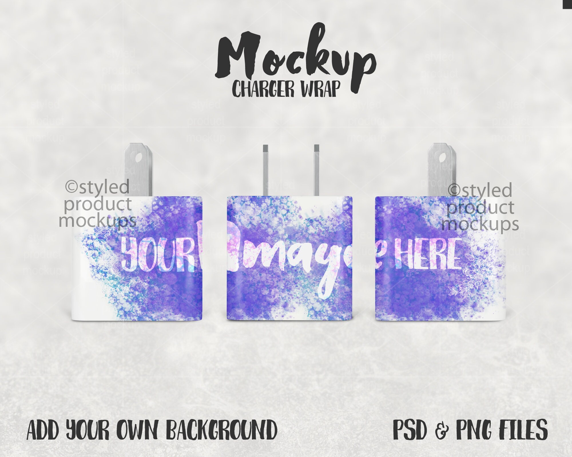 Cell Phone Charger Plug Wrap Mockup Add Your Own Image and - Etsy