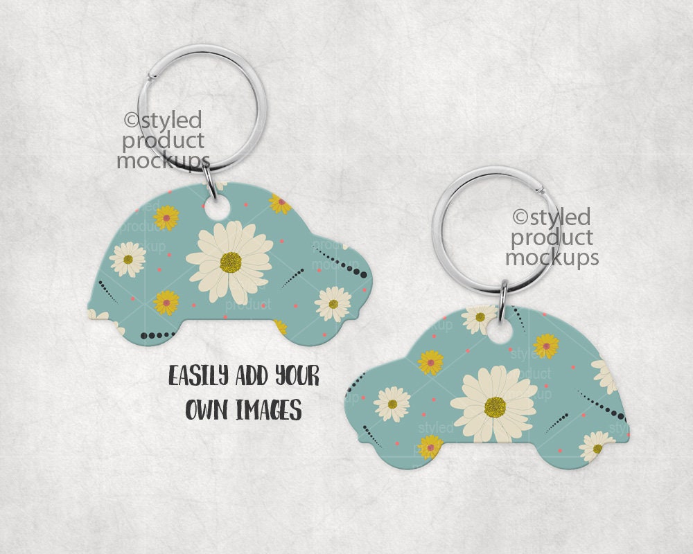 Dye Sublimation Car Shaped Keychain Mockup Template Add Your | Etsy