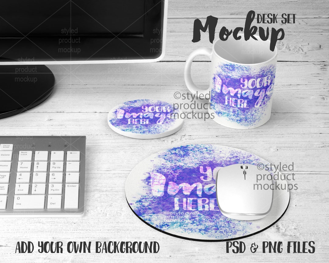 Dye Sublimation Office Desk Set Mockup | Add Your Own Image and ...