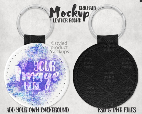 Dye Sublimation Round PU Leather Keychain Mockup Add Your - Etsy