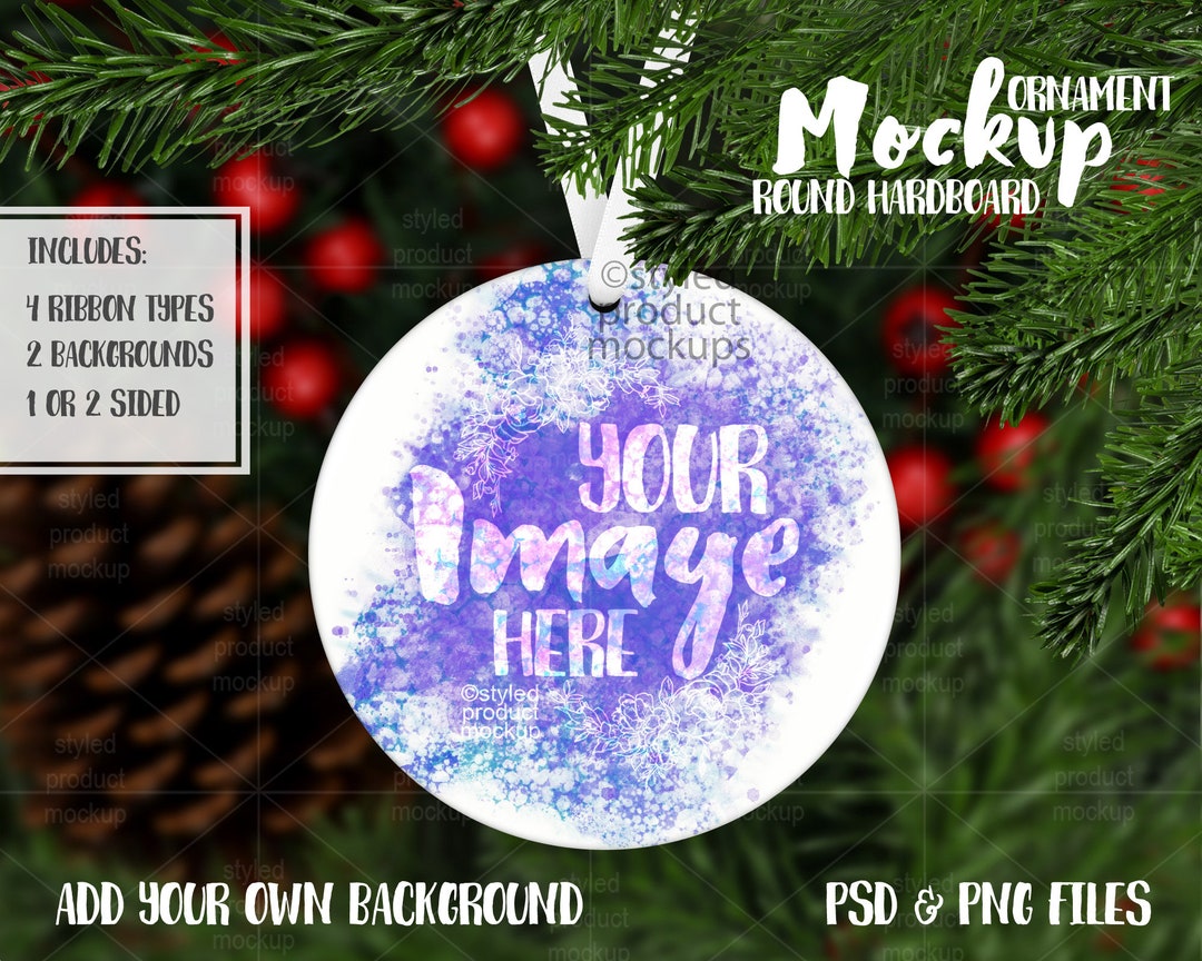 Dye Sublimation Hardboard Round Christmas Ornament Mockup | Add Your ...