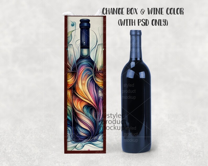 Dye Sublimation Natural Wood Wine Box Mockup Template | Add Your Own ...