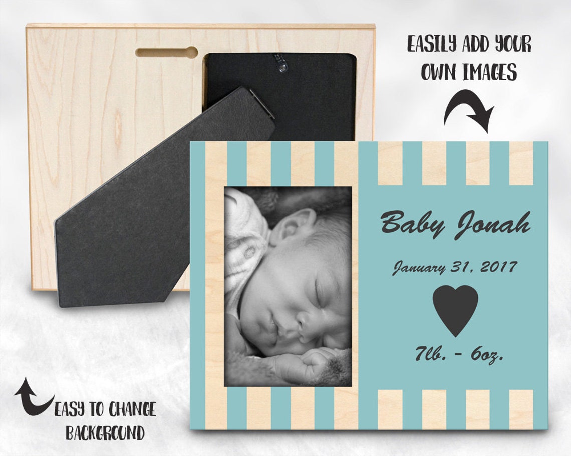 Natural Wood Offset Picture Frame With Easel Mockup Template | Etsy