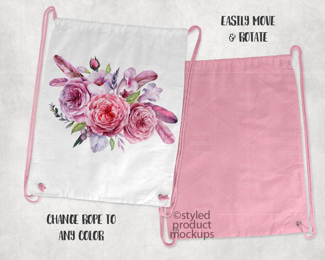 Drawstring Back Pack Mockup Template Add Your Own Image and - Etsy
