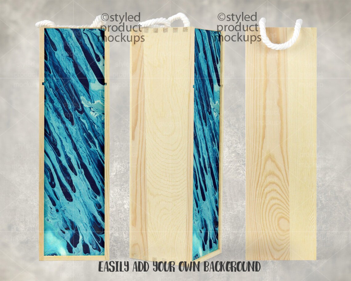 Dye Sublimation Wood Wine Box Mockup Template | Add Your Own Image and ...