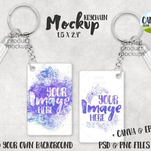 Dye Sublimation Rectangle Acrylic Keychain Mockup Add Your - Etsy