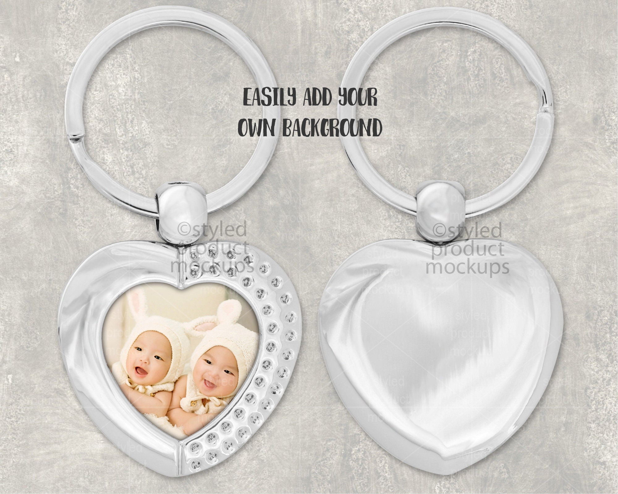 Dye Sublimation Heart Shaped Metal Keychain Mockup Template | Etsy