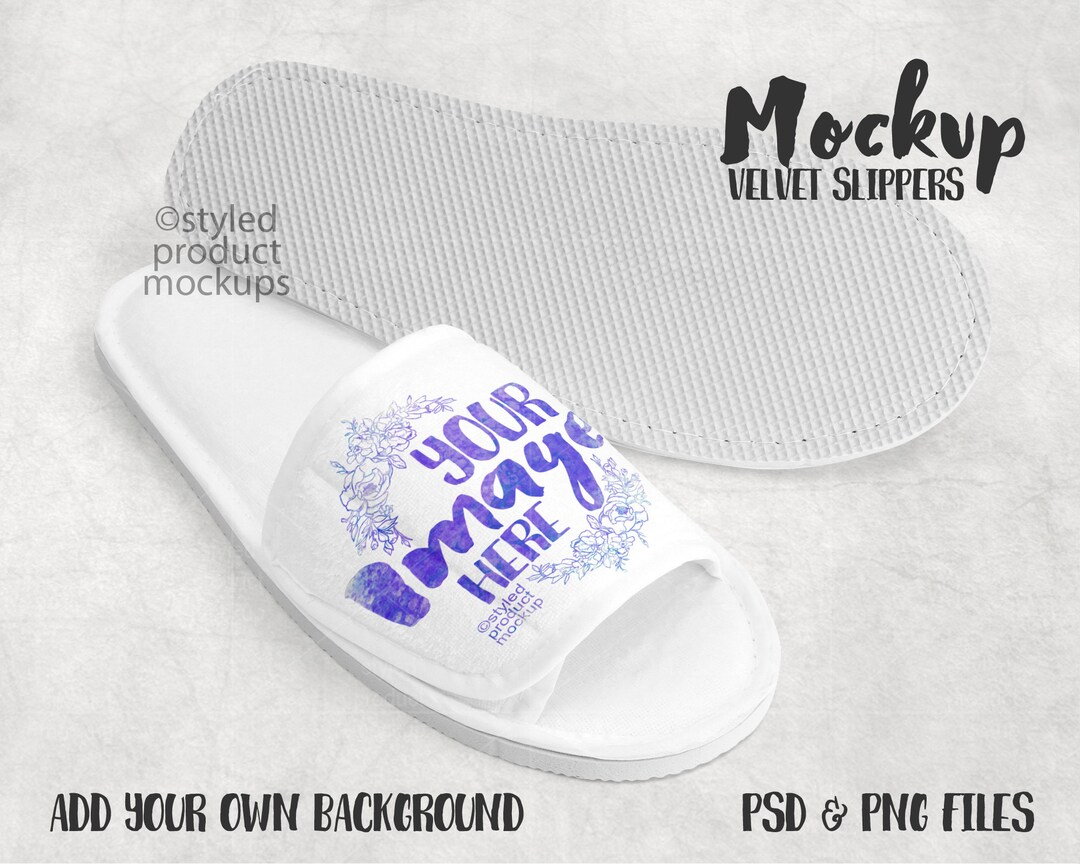 Dye Sublimation Velvet Slippers With Fold Over Top Mockup | Add Your ...