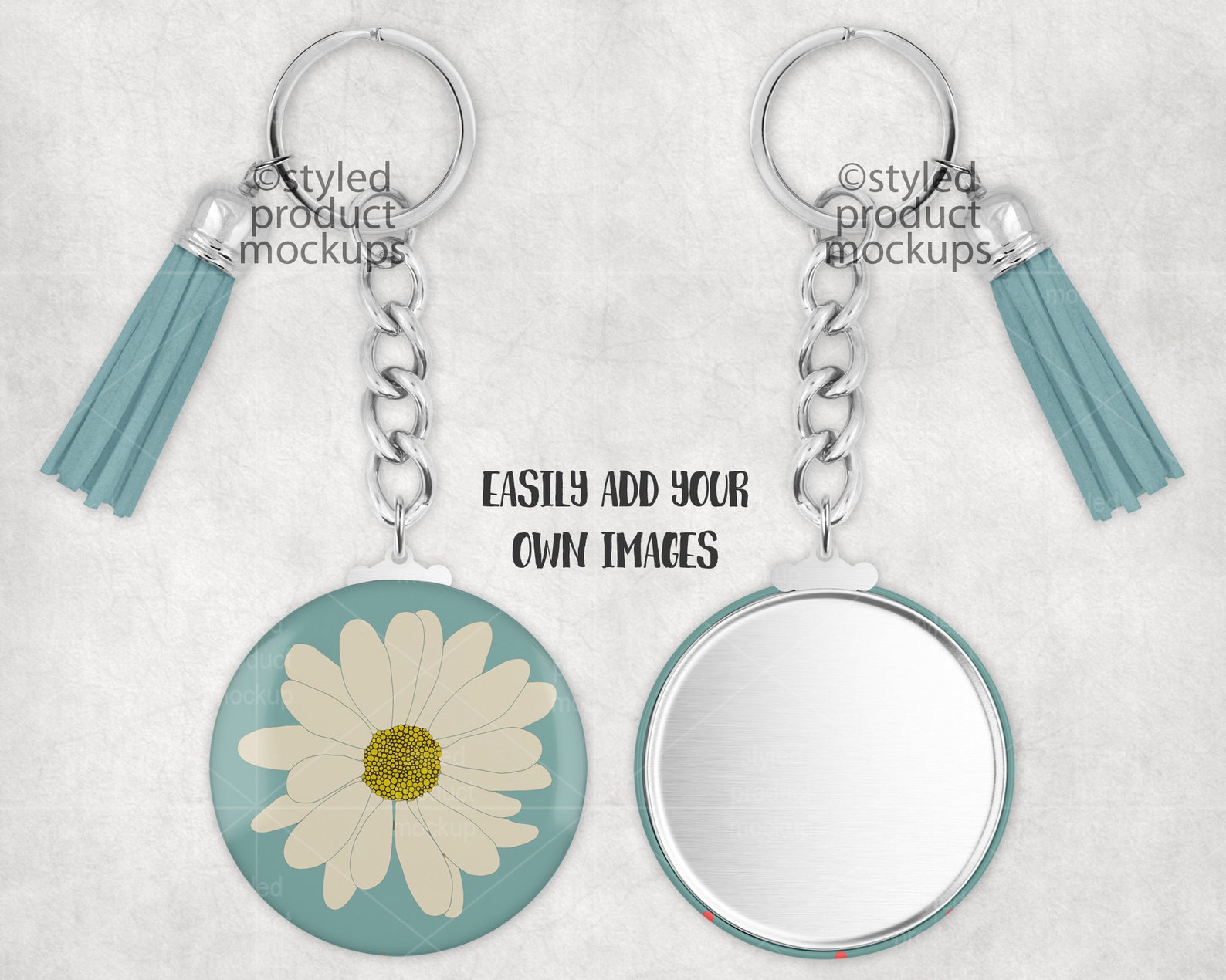 Button Keychain With Tab and Optional Tassel Mockup Add Your | Etsy