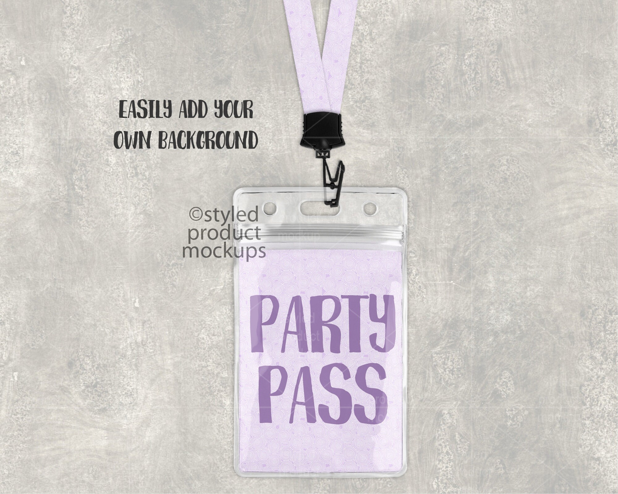 Plastic ID pouch with neck lanyard vertical mockup Add your | Etsy