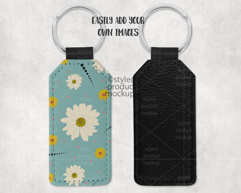 Dye Sublimation Rectangle PU Leather Keychain Mockup Add - Etsy