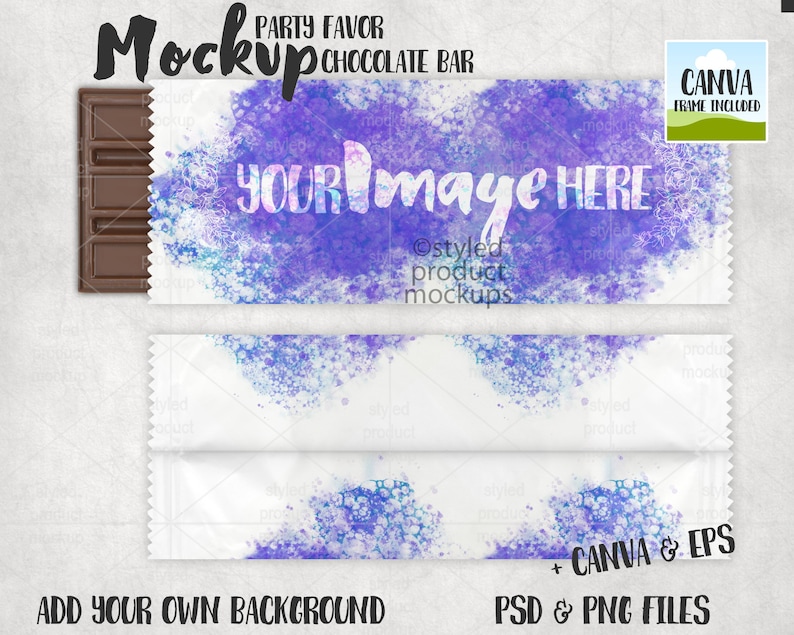 Party Favor Chocolate Bar Wrapper Without Foil Mockup Add Your Own ...