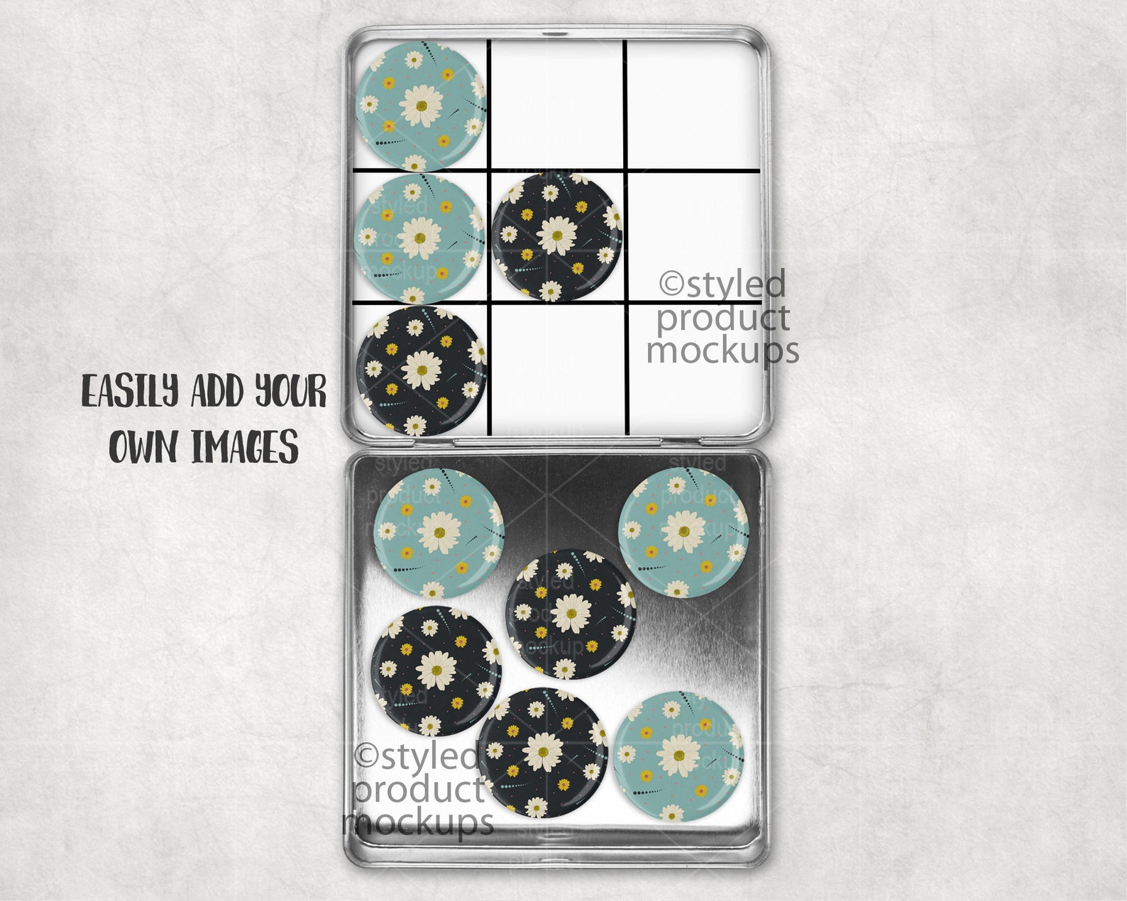 Magnetic Button Tic Tac Toe Travel Game Mockup Add Your Own | Etsy